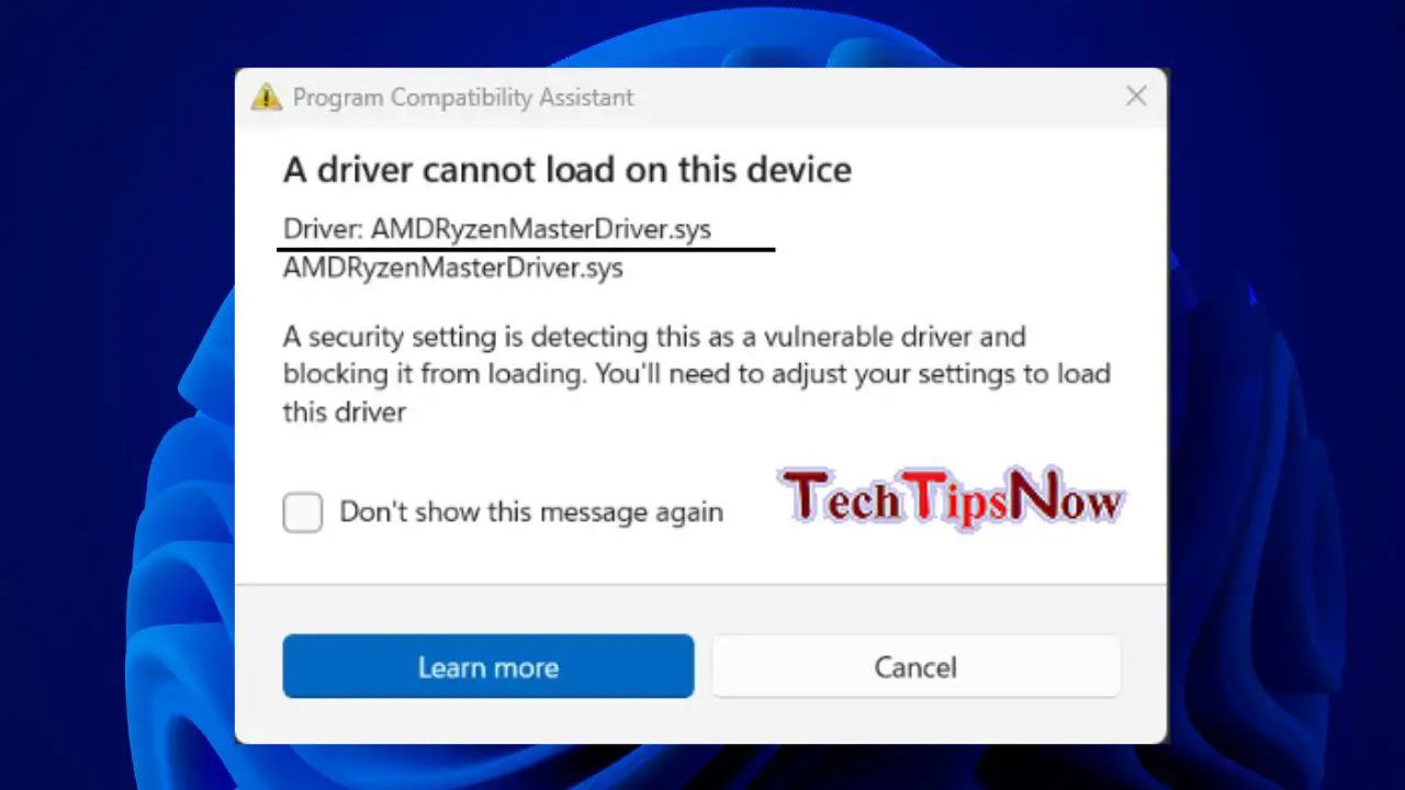 Fixing “AMDRyzenMasterDriver.sys Cannot Load on This Device” on Windows 11/10